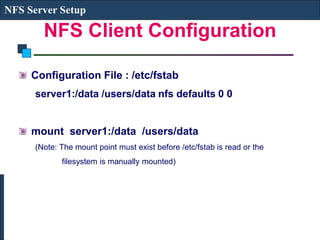 Linux System Administration - NFS Server | PPTX | Operating Systems | Computer Software and ...