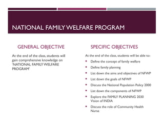 National family welfare program- community health nursing | PPTX