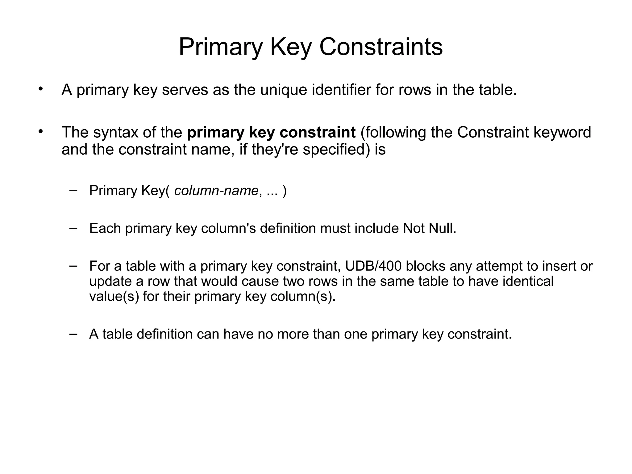 Database constraints | PPT