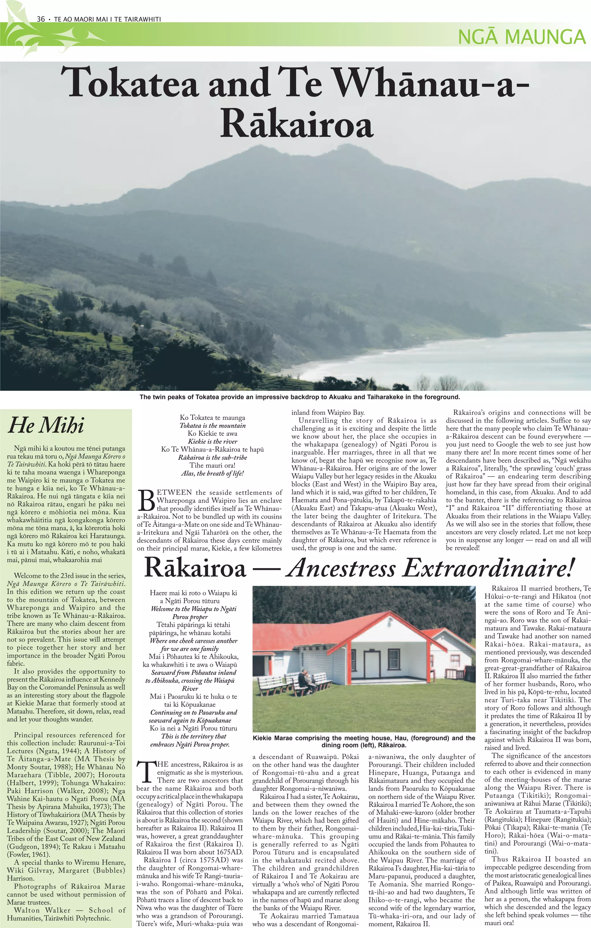 Nga Maunga Korero - Tokatea & Te Whanau o Rakairoa | PDF