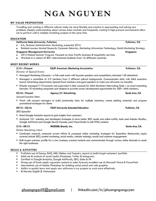 Nga nguyen - CSUF Marketing Portfolio | PDF