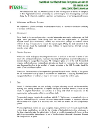 Tiêu chuẩn GLP - OECD trong quản lý hệ thống vi tính | PDF