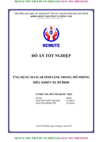 ỨNG DỤNG MATLAB SIMULINK TRONG MÔ PHỎNGĐIỀU KHIỂN XE HYBRID.doc