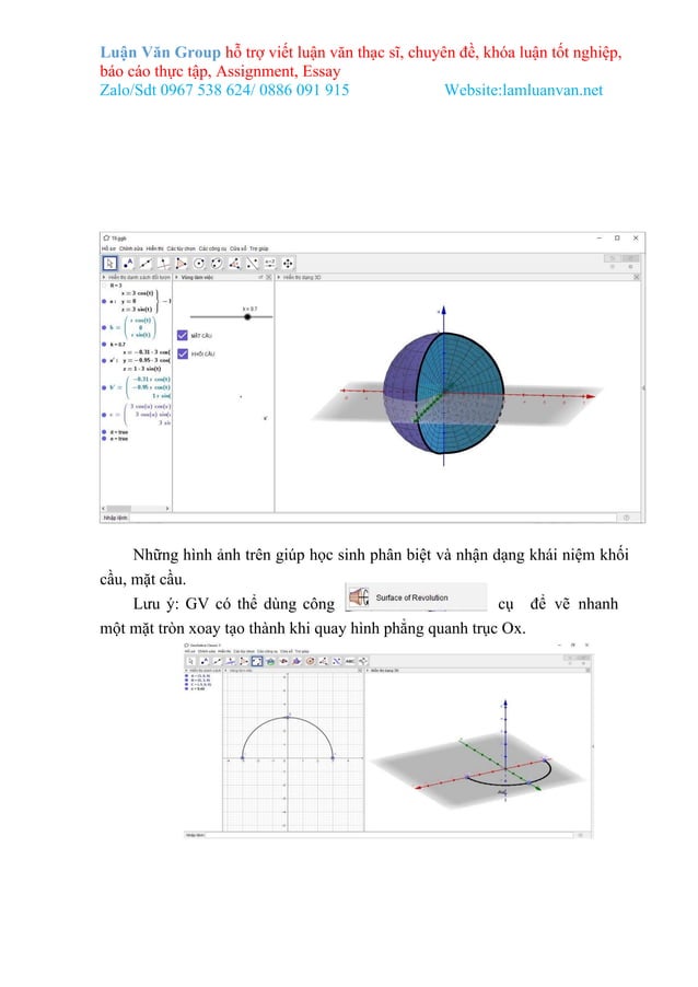 Ứng dụng phần mềm Geogebra vào dạy học bài phương trình mặt cầu | PDF