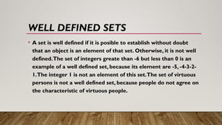 Interval Notation To Define Sets, Well Defined Sets, Empty Set | PPTX