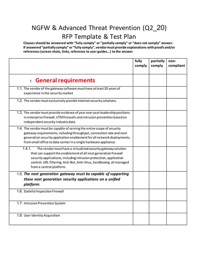 NGFW RFP TEMPLATE - TEST PLAN | DOCX | Information and Network Security ...
