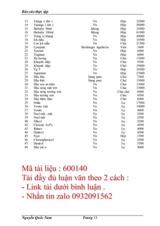 Nghiên cứu về một số thuốc và điều trị thực tế tại nhà thuốc | DOC