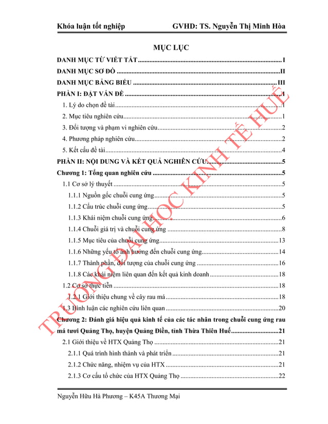 Đề tài: Nghiên cứu chuỗi cung ứng rau má tươi Quảng Thọ, HOT | PDF