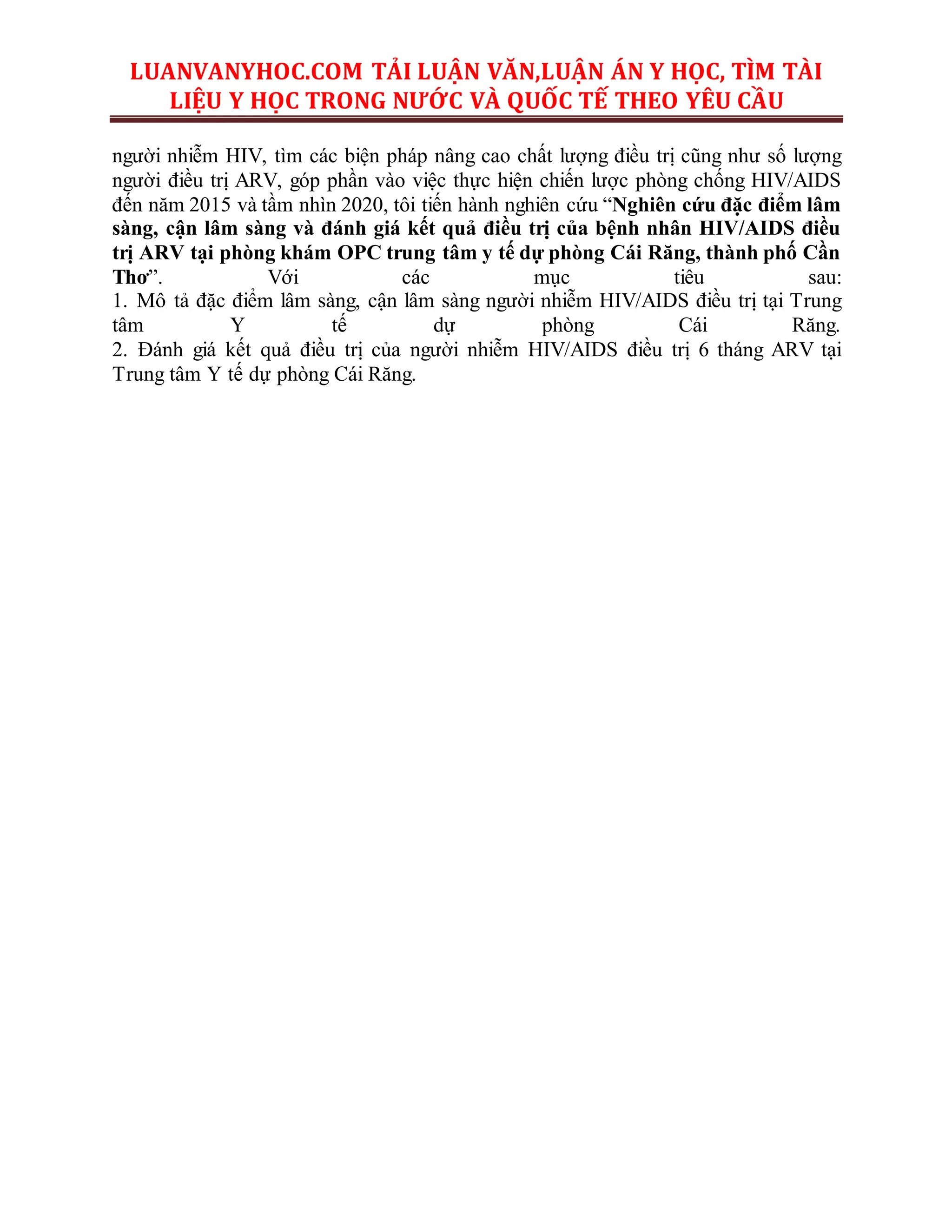 Nghien cuu dac diem lam sang, can lam sang va danh gia ket qua dieu tri cua benh nhan hiv aids ...