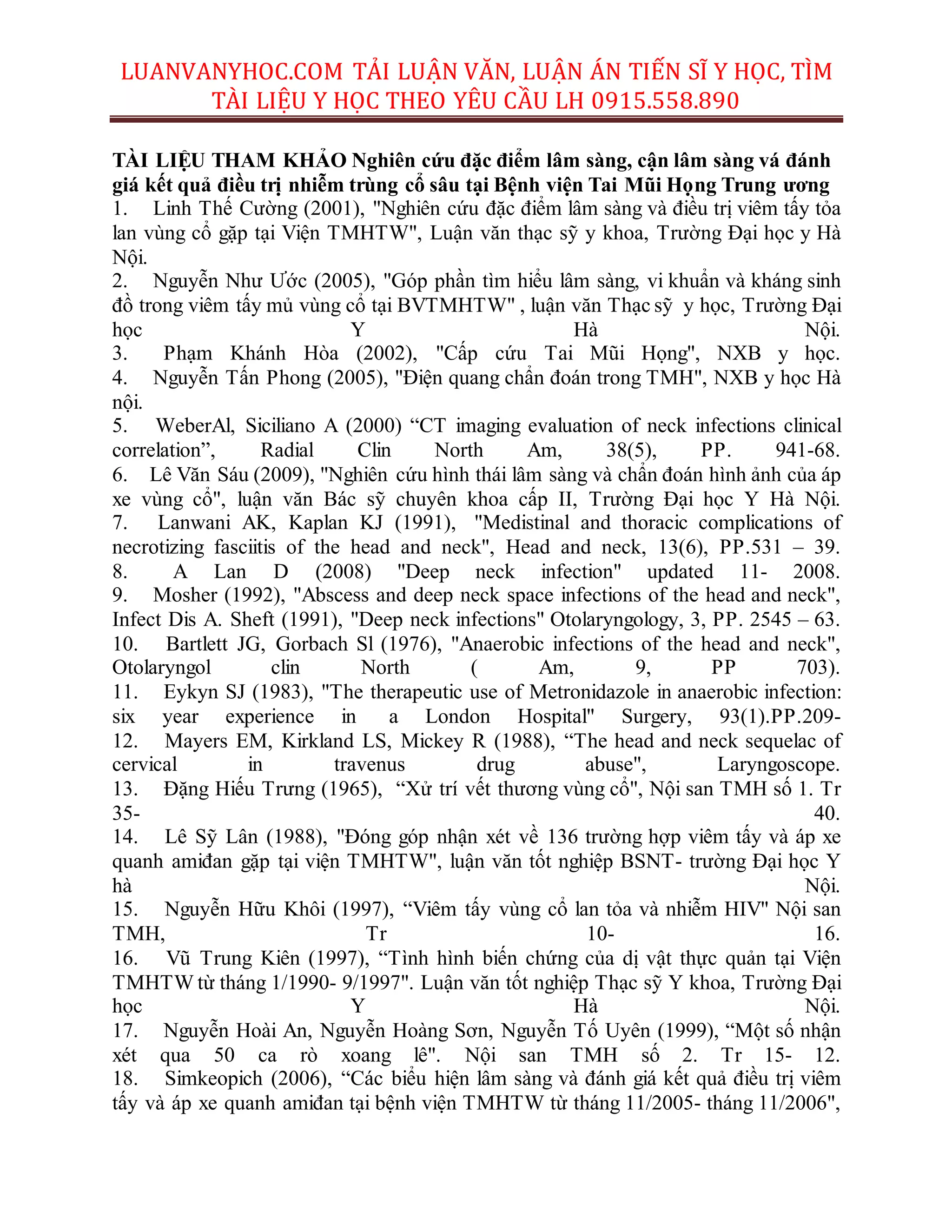 Nghien cuu dac diem lam sang, can lam sang va danh gia ket qua dieu tri nhiem trung co sau | PDF