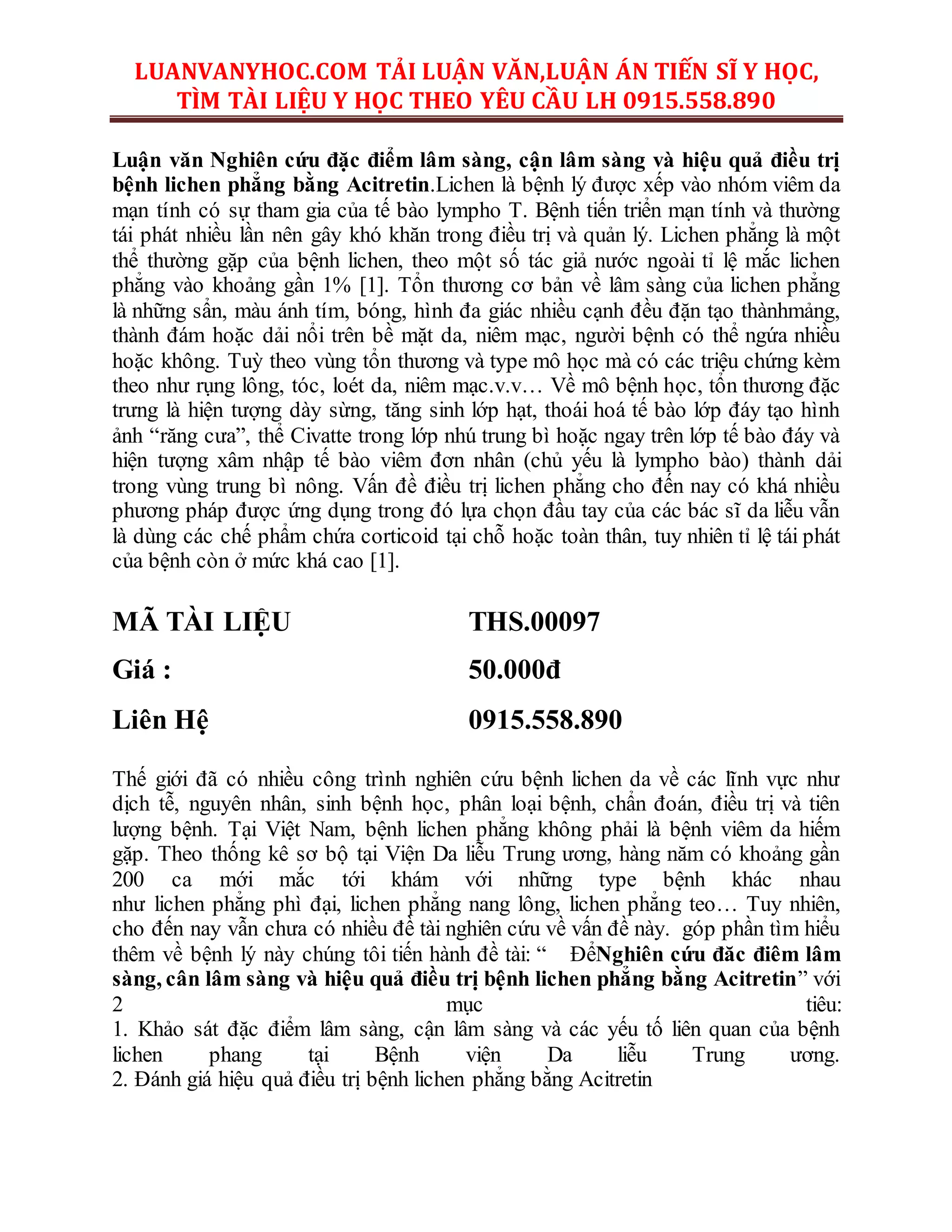 Nghien cuu dac diem lam sang, can lam sang va hieu qua dieu tri benh lichen phang bang acitretin ...