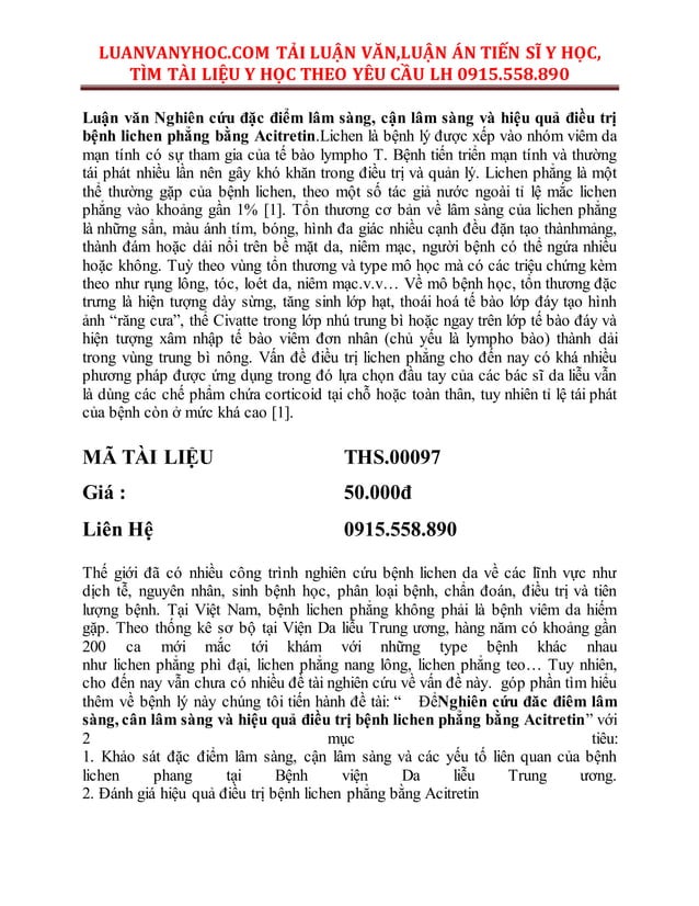 Nghien cuu dac diem lam sang, can lam sang va hieu qua dieu tri benh lichen phang bang acitretin ...