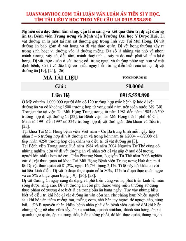Nghien cuu dac diem lam sang, can lam sang va ket qua dieu tri di vat duong an | DOCX
