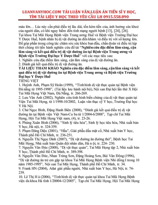 Nghien cuu dac diem lam sang, can lam sang va ket qua dieu tri di vat duong an | DOCX