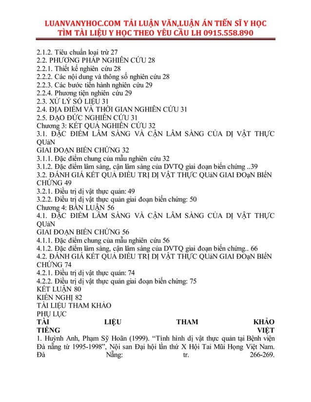 Nghien cuu dac diem lam sang, can lam sang va ket qua dieu tri di vat thuc quan | DOCX