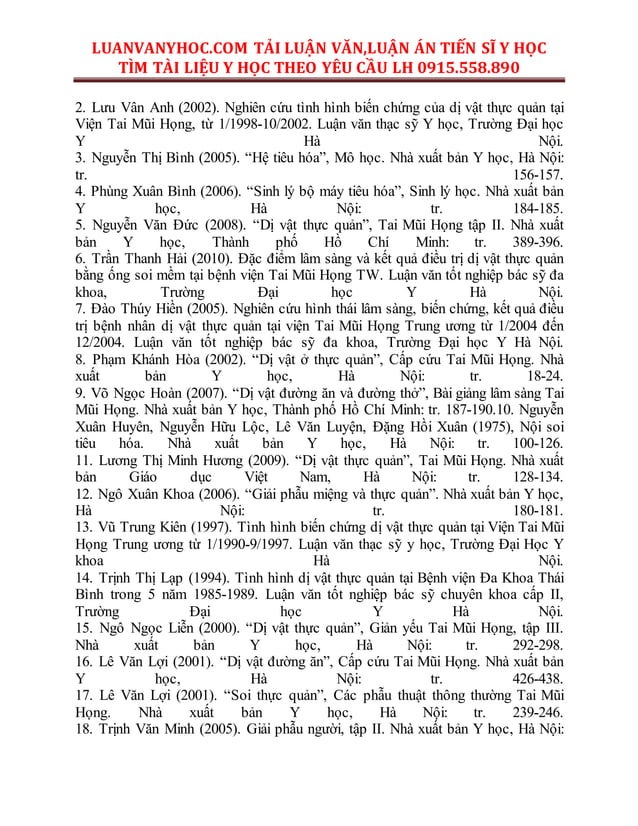 Nghien cuu dac diem lam sang, can lam sang va ket qua dieu tri di vat thuc quan | DOCX