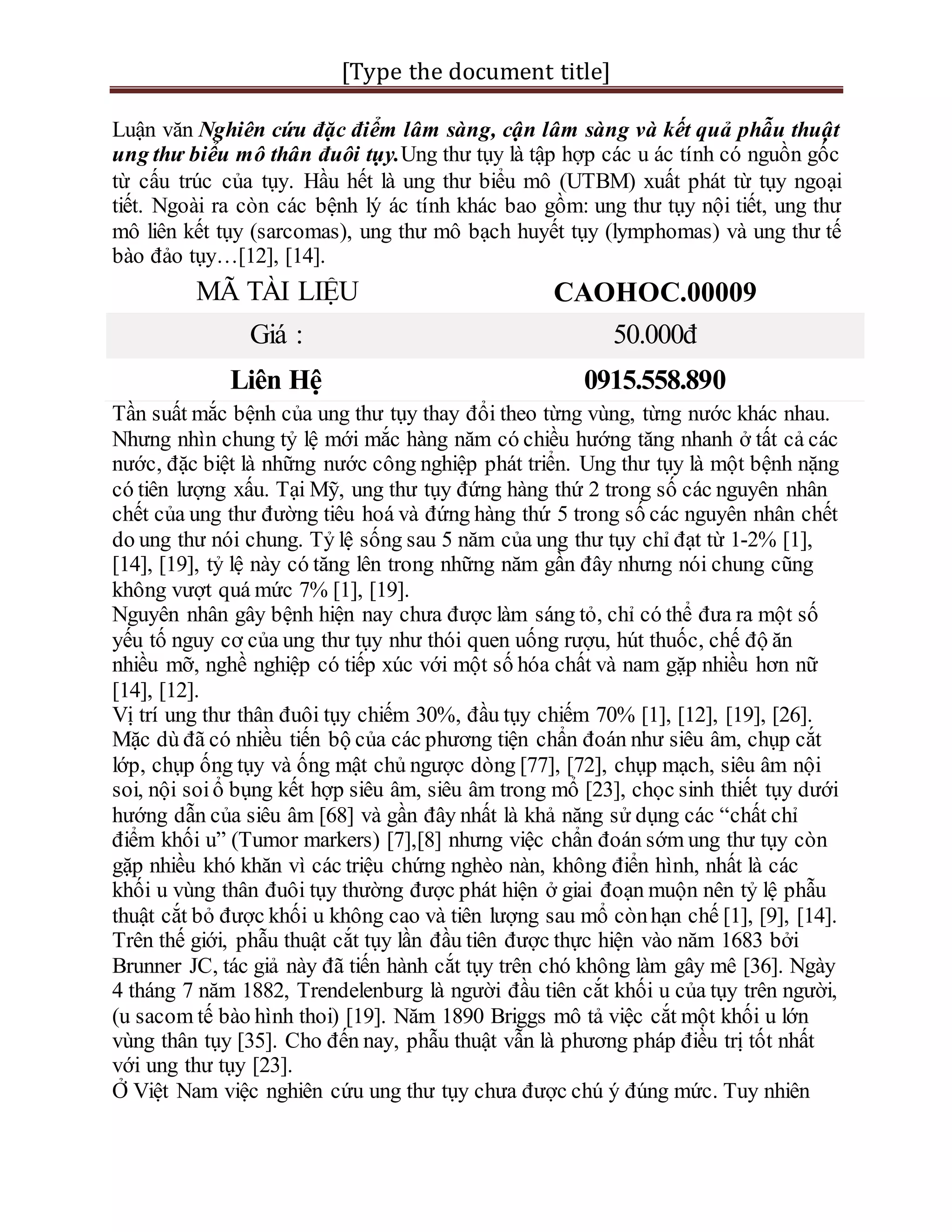 Nghien cuu dac diem lam sang, can lam sang va ket qua phau thuat ung thu bieu mo than duoi tuy | PDF