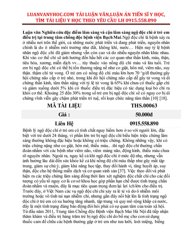 Nghien cuu dac diem lam sang va can lam sang ngo doc chi o tre em | PDF