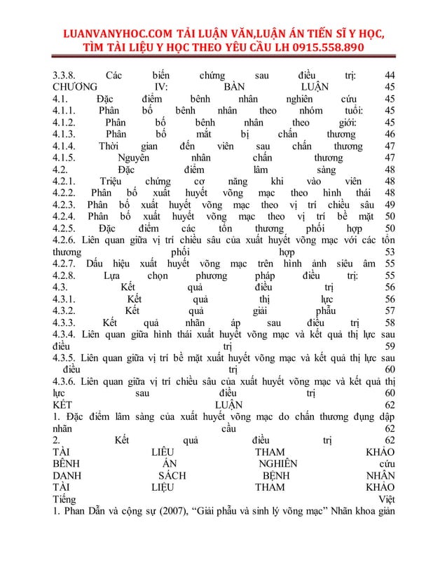 Nghien cuu dac diem lam sang va ket qua dieu tri xuat huyet vong mac do chan thuong dung dap ...