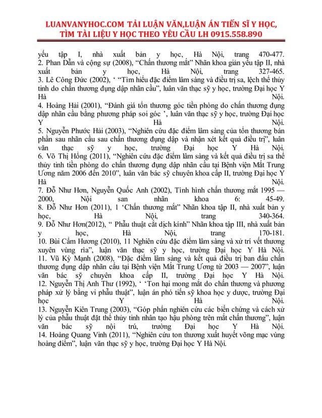 Nghien cuu dac diem lam sang va ket qua dieu tri xuat huyet vong mac do chan thuong dung dap ...