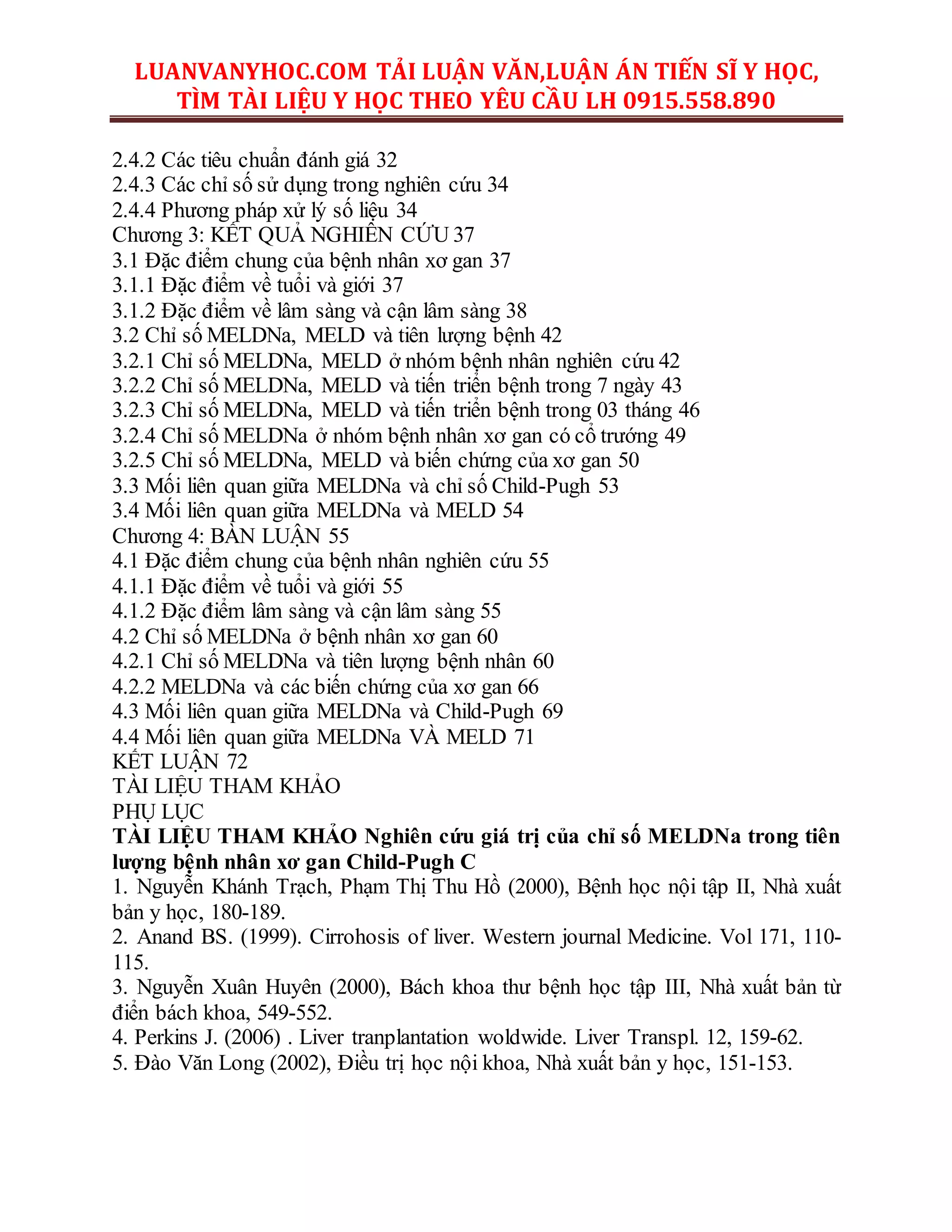 Nghien cuu gia tri cua chi so meldna trong tien luong benh nhan xo gan child pugh c | PDF