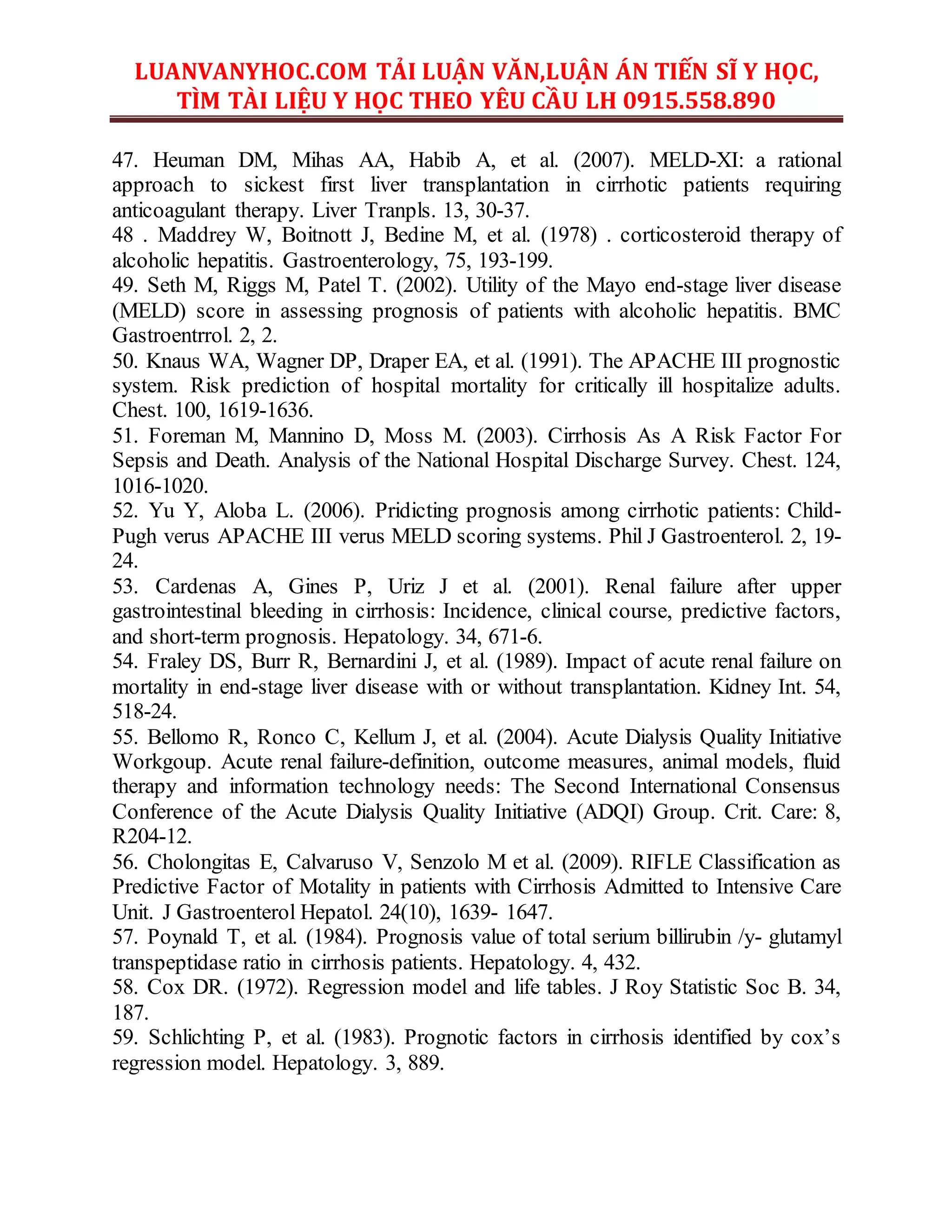 Nghien cuu gia tri cua chi so meldna trong tien luong benh nhan xo gan child pugh c | PDF