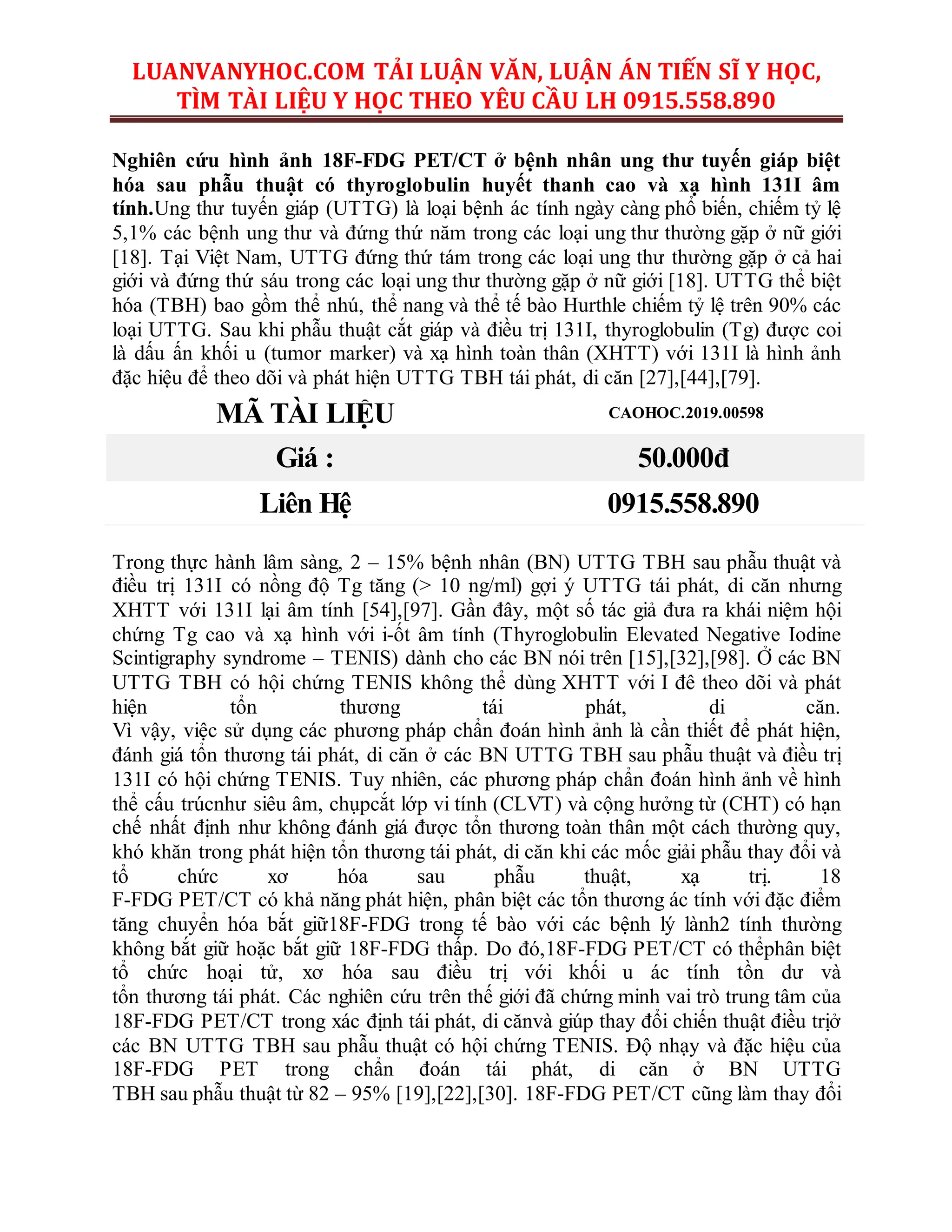 Nghien cuu hinh anh 18 f fdg petct o benh nhan ung thu tuyen giap biet hoa | PDF