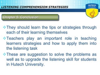 Nghien cuu khoa hoc - Listening Comprehension Strategies | PPTX