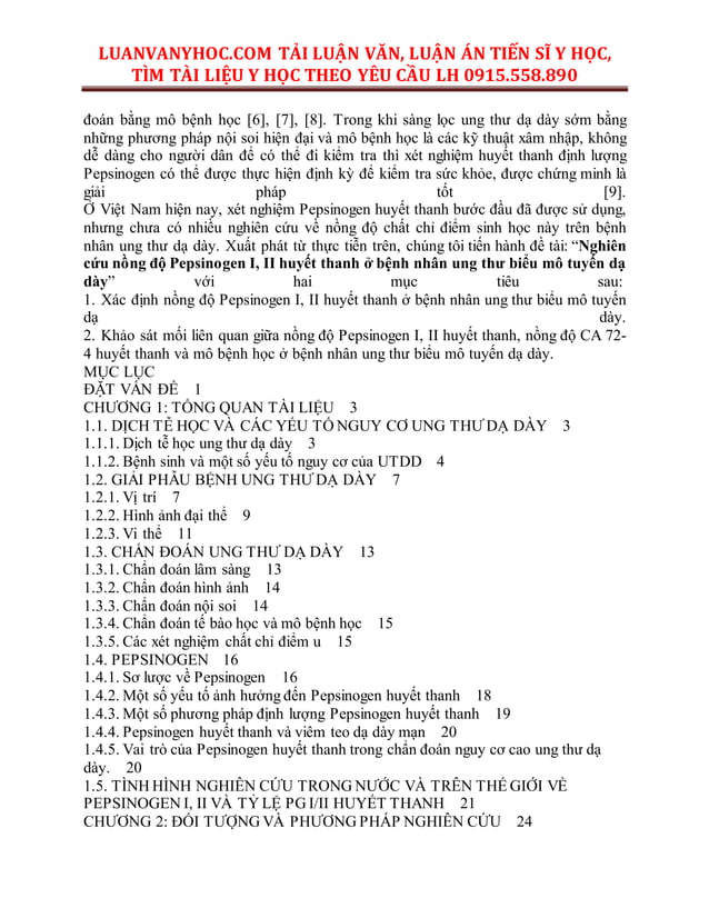 Nghien cuu nong do pepsinogen i, ii huyet thanh o benh nhan ung thu ...