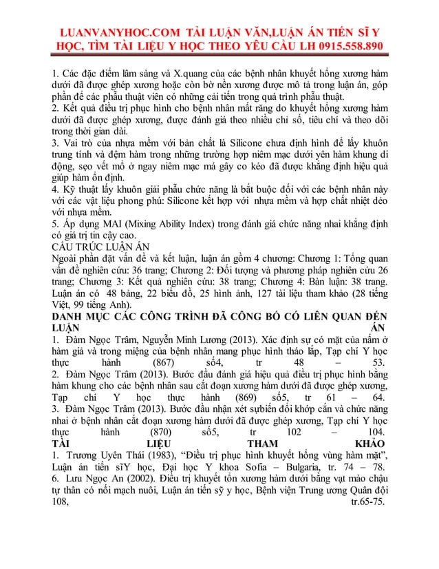 Nghien cuu phuc hinh ham khung cho cac benh nhan khuyet hong xuong ham duoi | PDF