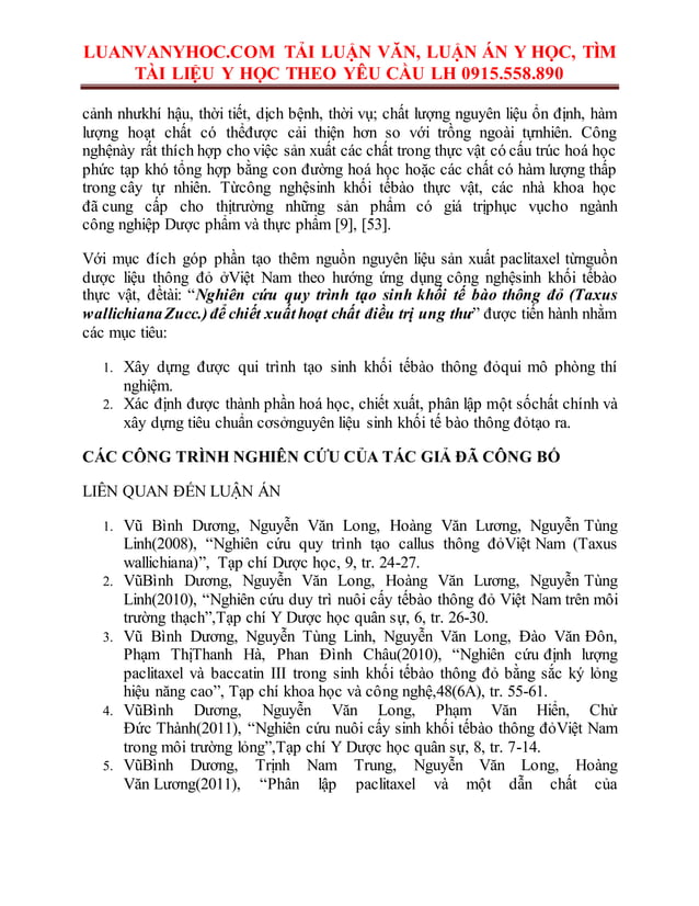 Nghien cuu quy trinh tao sinh khoi te bao thong do de chiet xuat hoat chat dieu tri ung thu | PDF