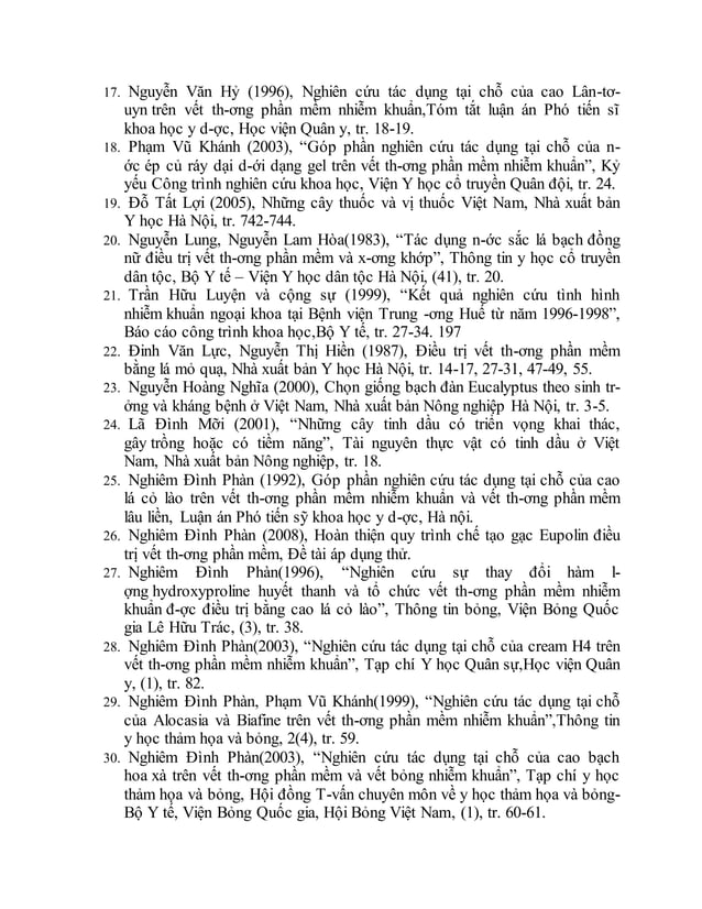 Nghien cuu tac dung cua cao long bach dan trong dieu tri vet thuong phan mem nhiem khuan | PDF