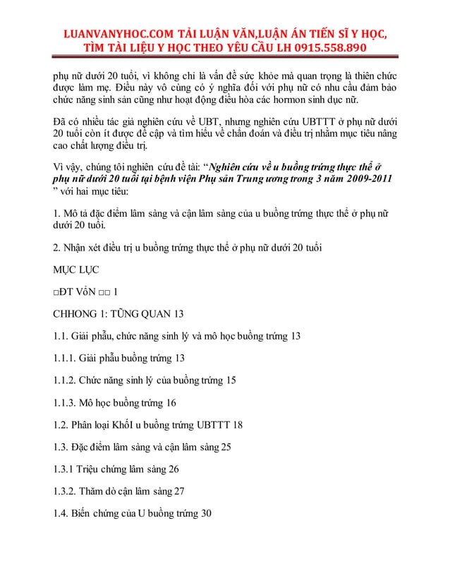 Nghien cuu ve u buong trung thuc the o phu nu duoi 20 tuoi | DOCX