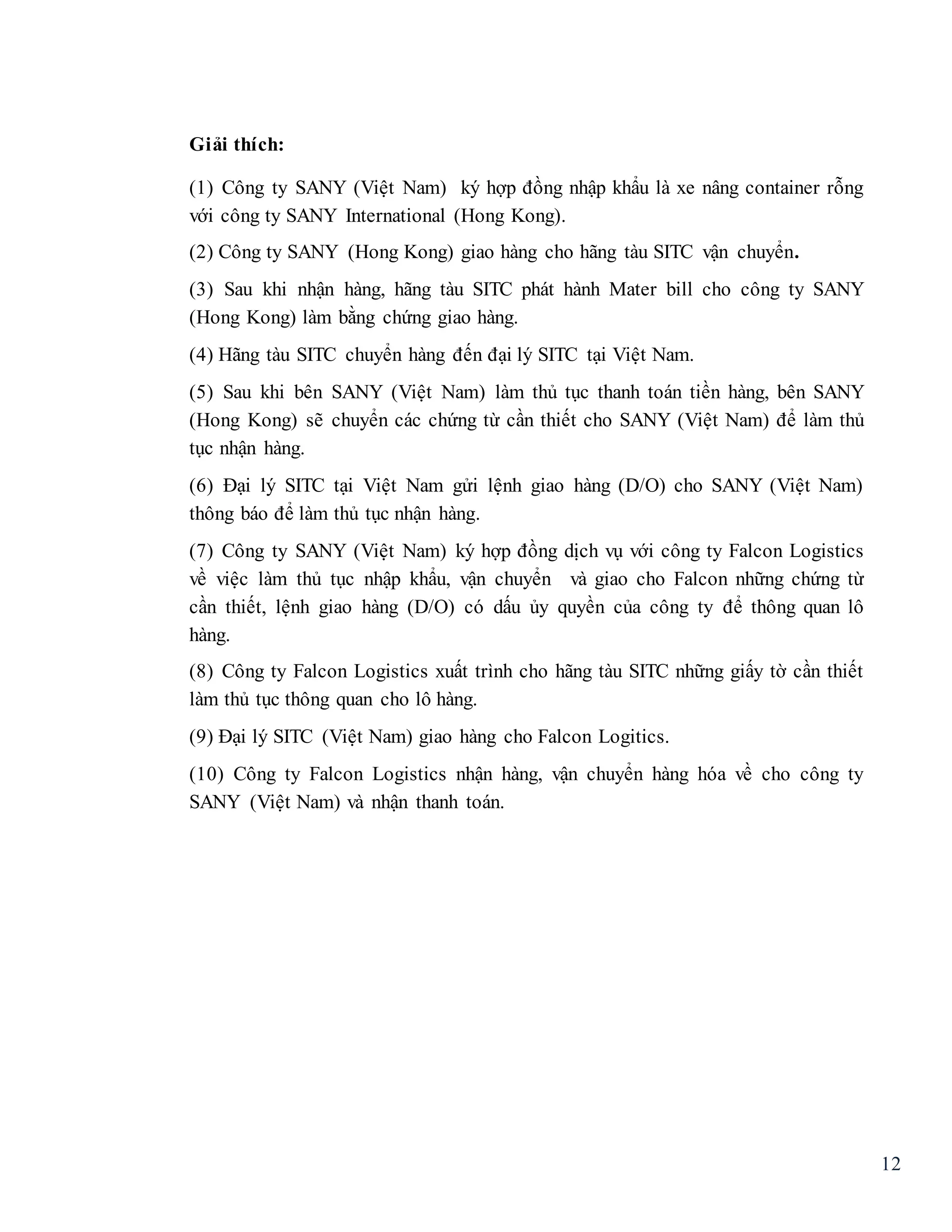 Quy trình giao nhận hàng hóa bằng đường biển tại công ty cổ phần Falcon Logistics | PDF