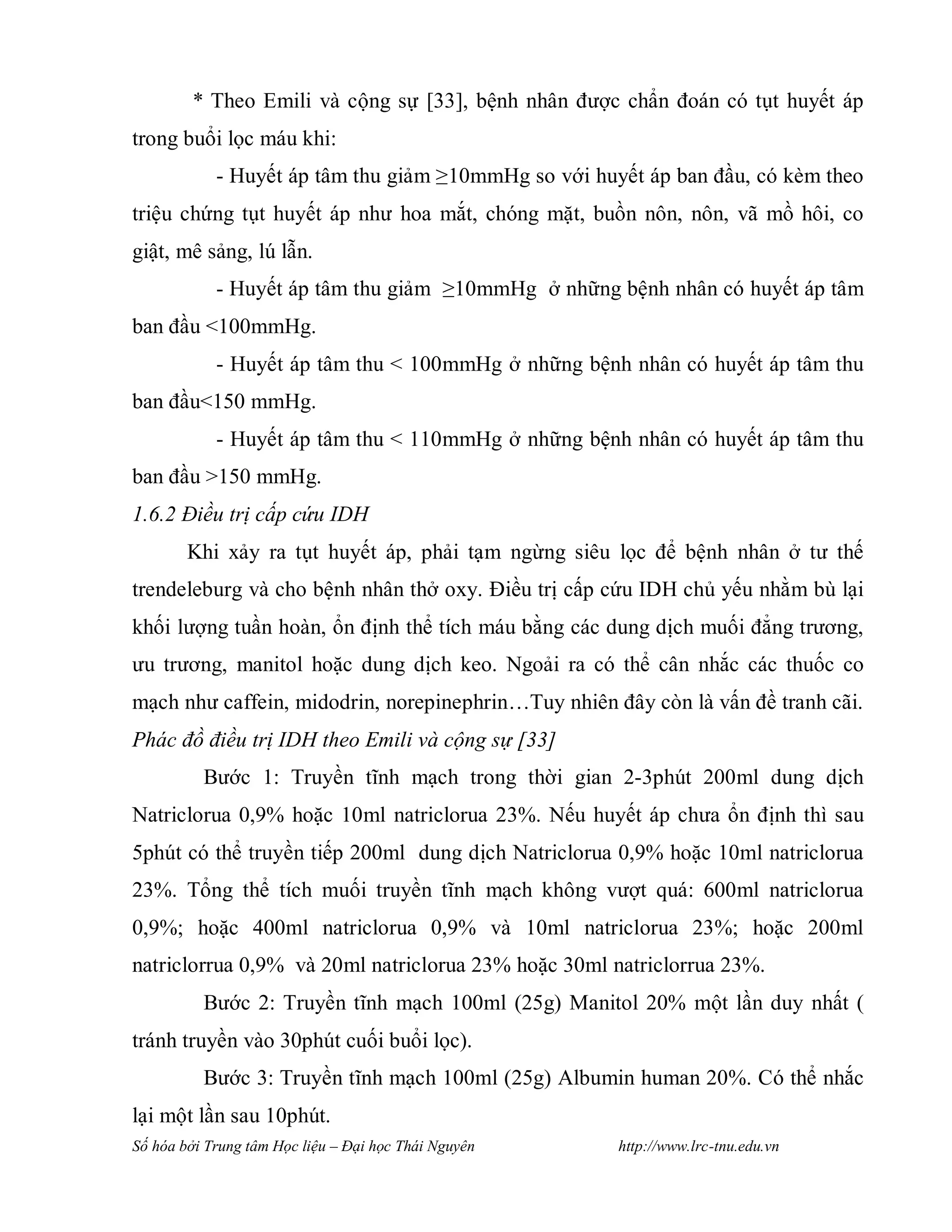 Nghiên cứu biến chứng tụt huyết áp trong lọc máu chu kỳ ở bệnh nhân suy thận mạn giai đoạn cuối ...