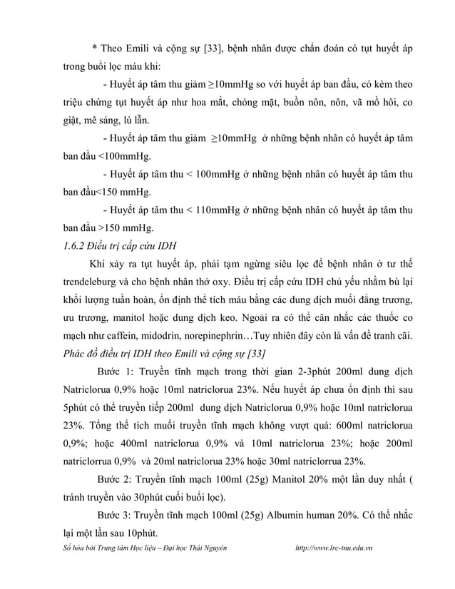 Nghiên cứu biến chứng tụt huyết áp trong lọc máu chu kỳ ở bệnh nhân suy thận mạn giai đoạn cuối ...
