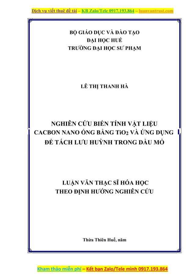 Nghiên cứu biến tính vật liệu cacbon nano ống bằng TiO2 và ứng dụng tách lưu huỳnh trong dầu mỏ.doc
