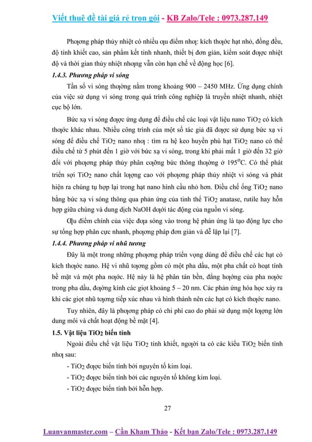 Nghiên cứu điều chế vật liệu nano TiO2 pha tạp La và thử hoạt tính quang xúc tác.doc