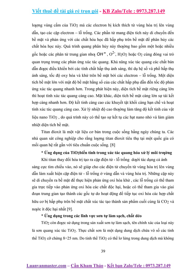 Nghiên cứu điều chế vật liệu nano TiO2 pha tạp La và thử hoạt tính quang xúc tác.doc
