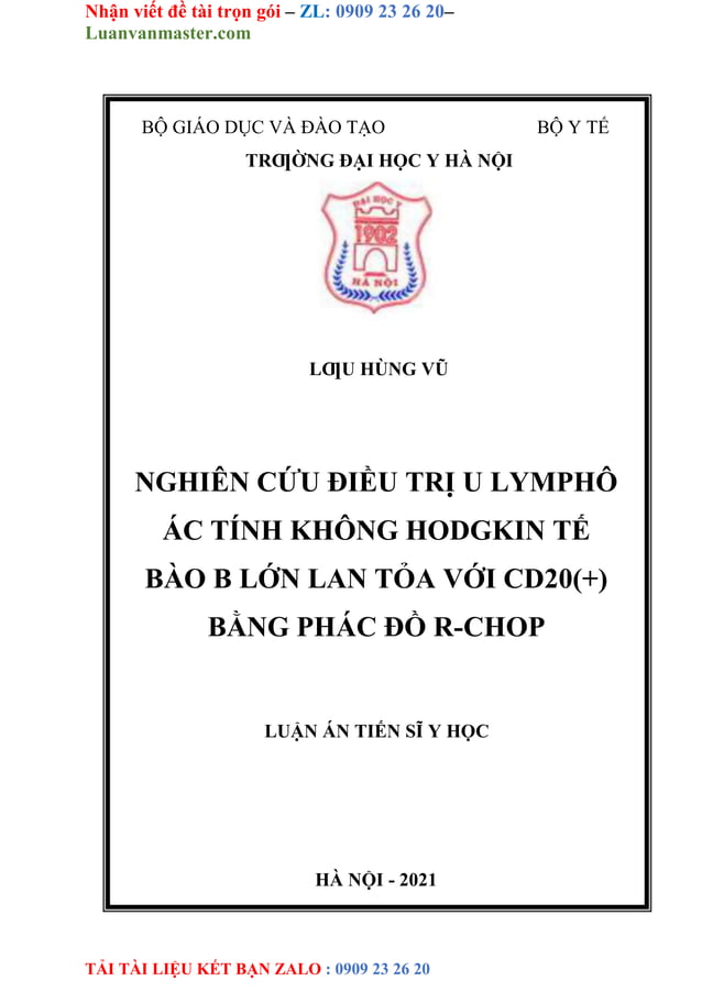 Nghiên Cứu Điều Trị U Lymphô Ác Tính Không Hodgkin Tế Bào B Lớn Lan Tỏa ...