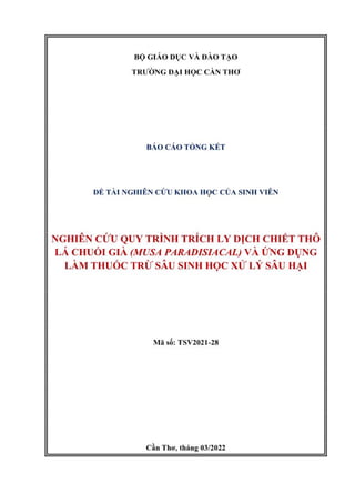 Nghiên cứu quy trình trích ly dịch chiết thô lá chuối già (Musa ...