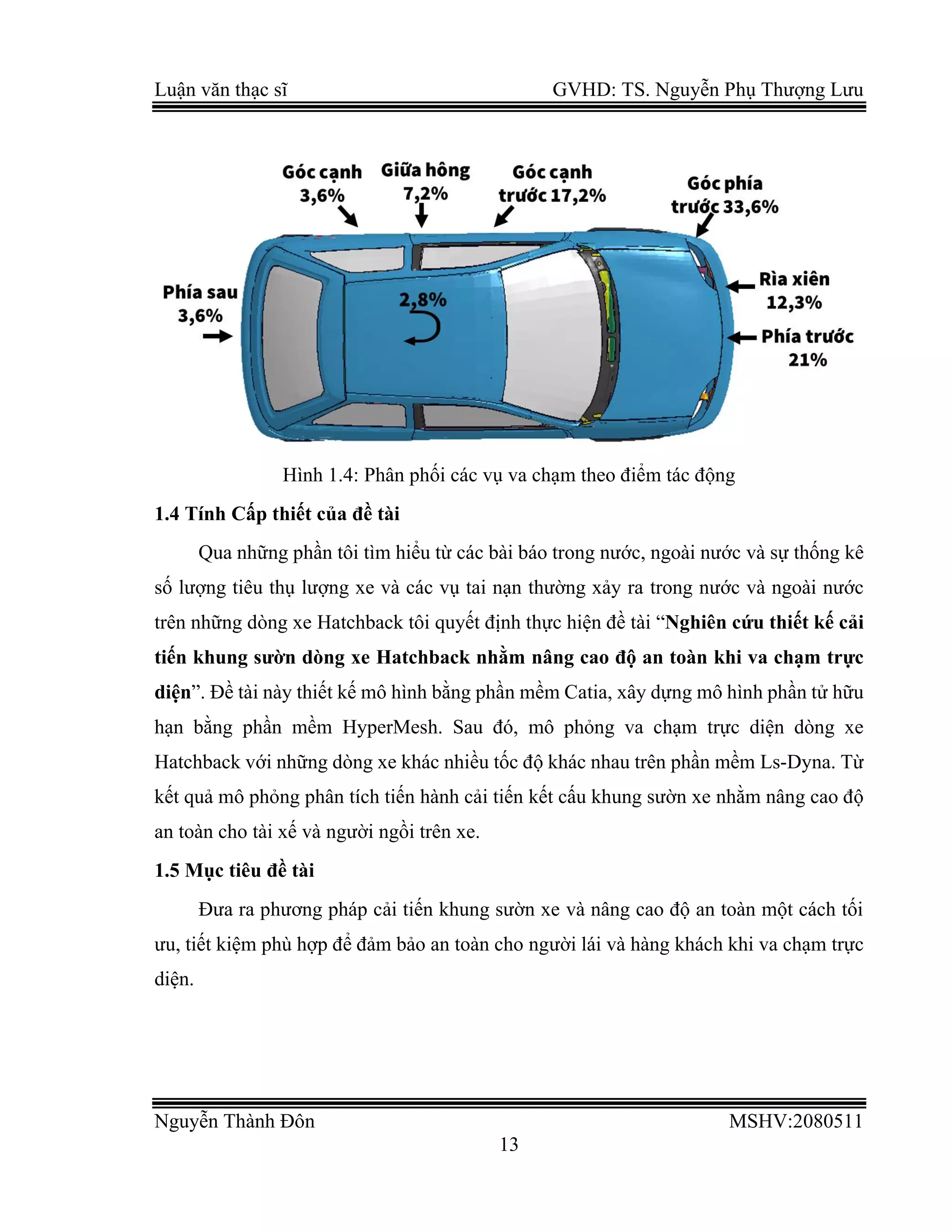 Nghiên cứu thiết kế cải tiến khung sườn dòng xe Hatchback nhằm nâng cao độ an toàn khi va chạm ...