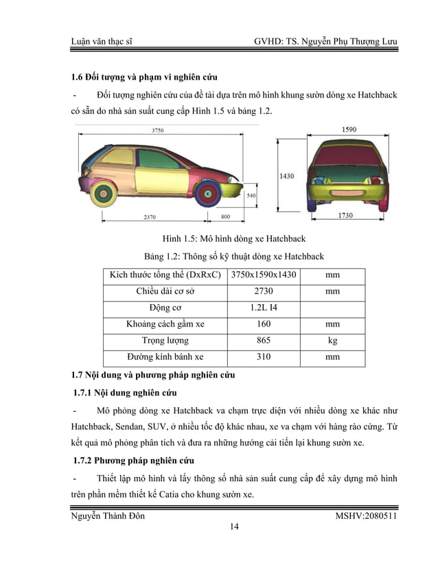 Nghiên cứu thiết kế cải tiến khung sườn dòng xe Hatchback nhằm nâng cao độ an toàn khi va chạm ...