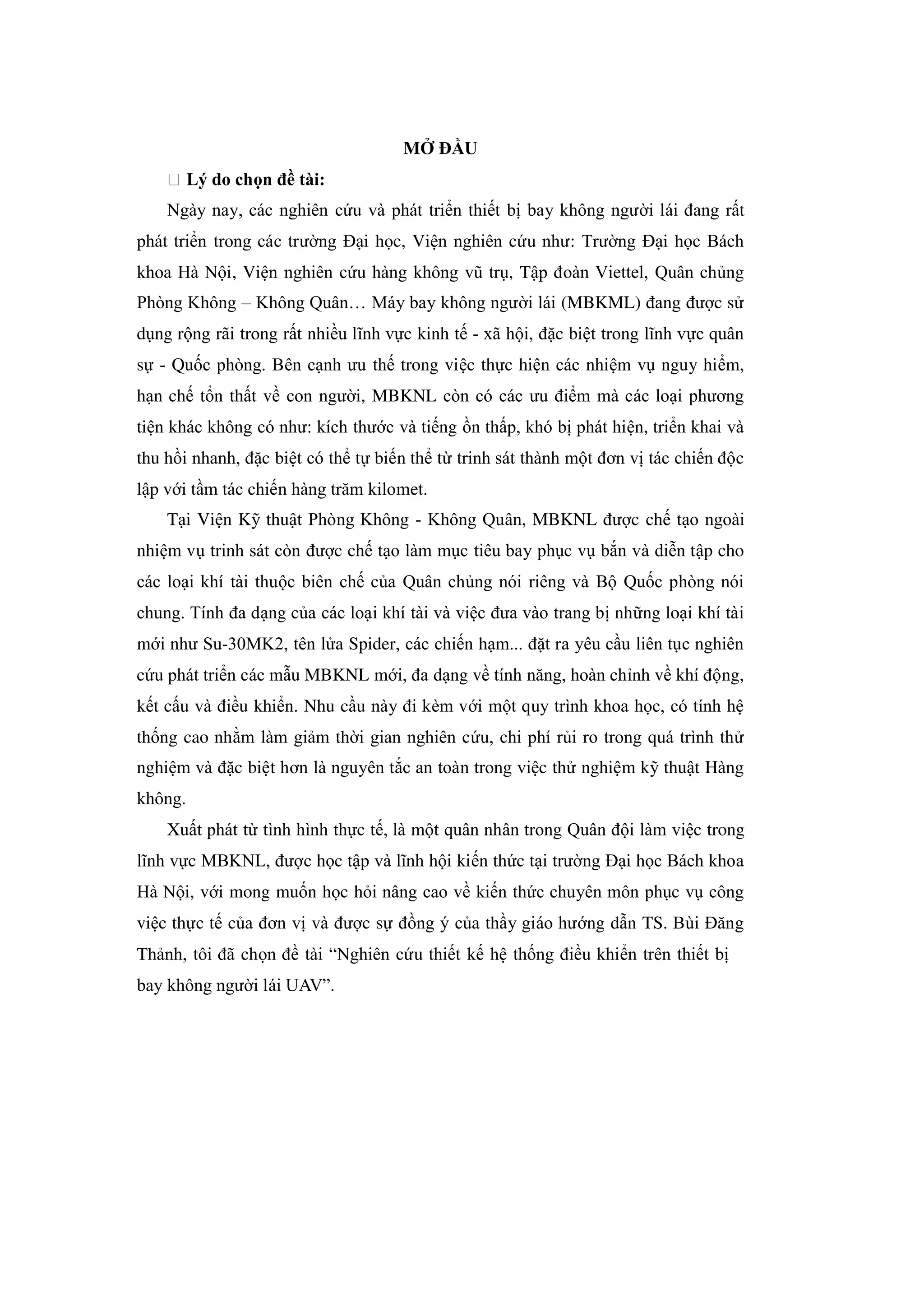 Nghiên cứu thiết kế hệ thống điều khiển trên thiết bị bay không người ...