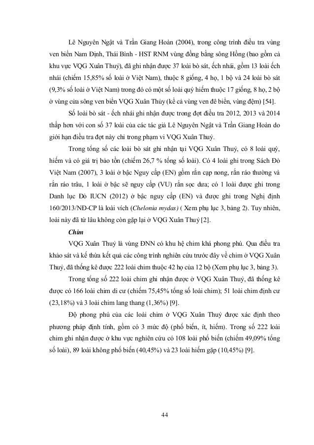 Nghiên cứu tính đa dạng sinh học vườn quốc gia Xuân Thủy làm cơ sở khoa học định hướng cho bảo ...