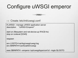 nginx + uwsgi emperor + bottle | PPTX | Computing | Technology & Computing