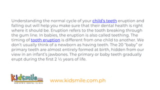 Eruption Of Child’s Teeth | PDF | Dental Health | Diseases and Conditions