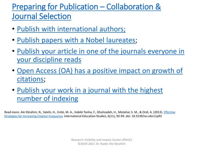 Research Visibility and Impact in the Next Generation Libraries | PPT