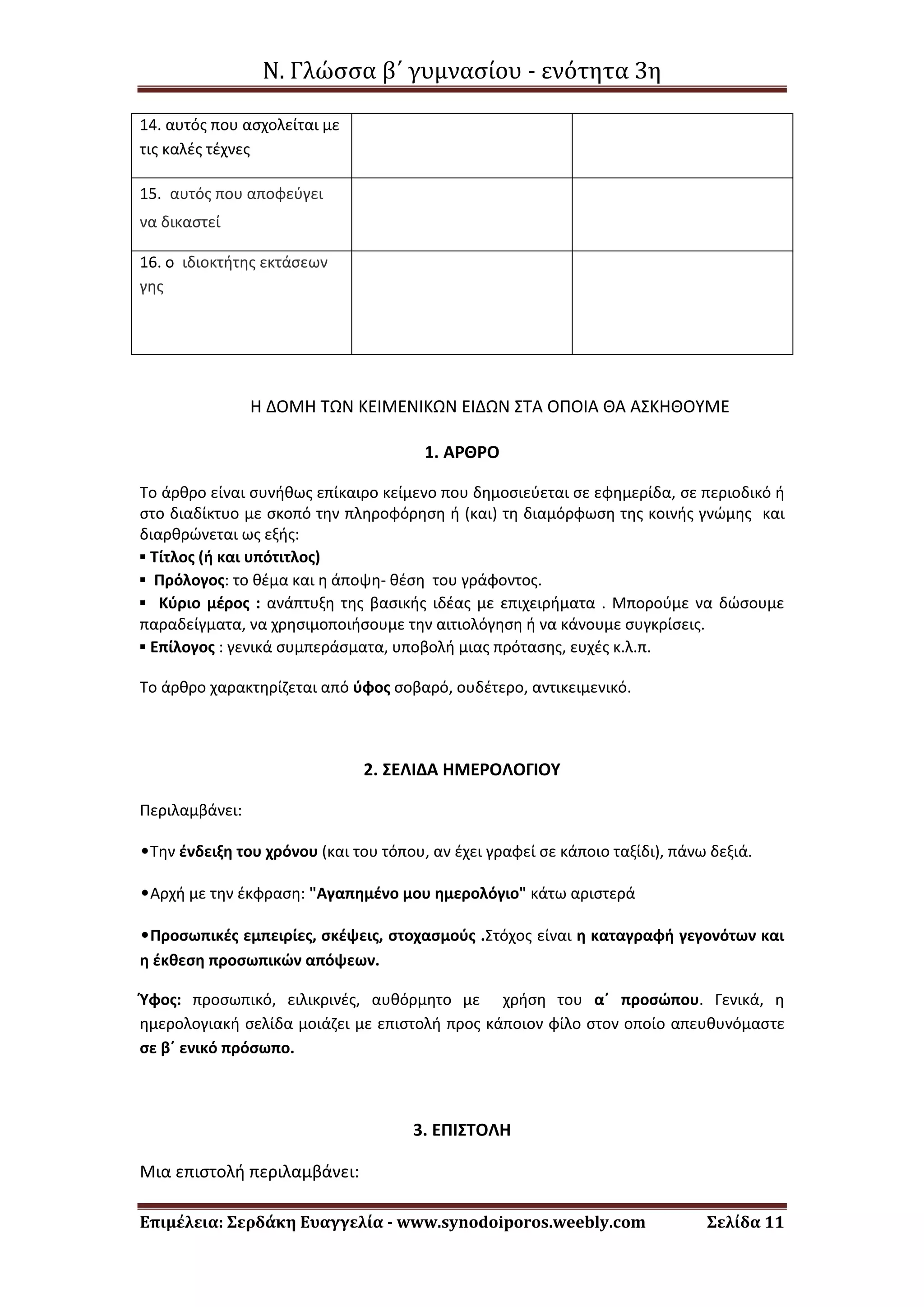 Ν. Γλώσσα β΄γυμνασίου, 3η ενότητα: Φίλοι για πάντα - Εκπαιδευτικό υλικό ...