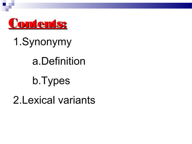 Ngữ nghĩa synonymy and lexical variants | PPT | Free Download